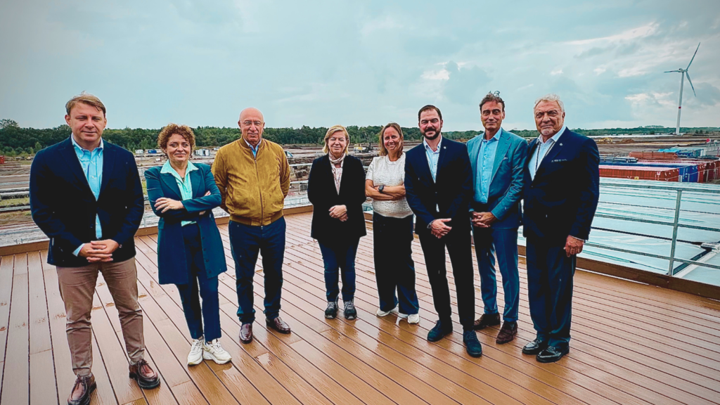 Flemish Minister for Mobility Lydia Peeters visits the site of Ciner ...